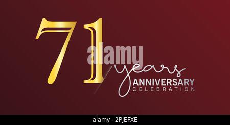 71st Years Anniversary Logo Gold and red Color isolated on elegant ...