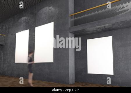 Poster Exhibition Gallery Hall Interior 3D Rendering Stock Photo - Alamy