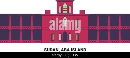 Sudan, Aba Island, travel landmark vector illustration Stock Vector ...
