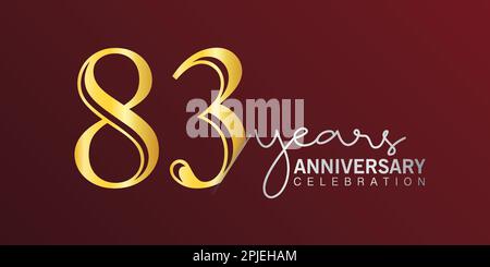 83rd Years Anniversary Logo Gold and red Color isolated on elegant ...
