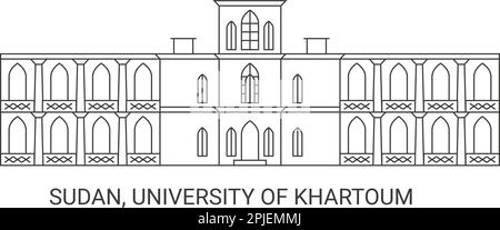 Sudan, University Of Khartoum, travel landmark vector illustration ...