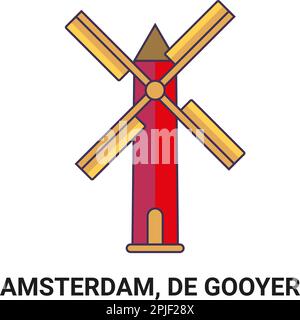Netherlands, Amsterdam, De Gooyer travel landmark vector illustration ...
