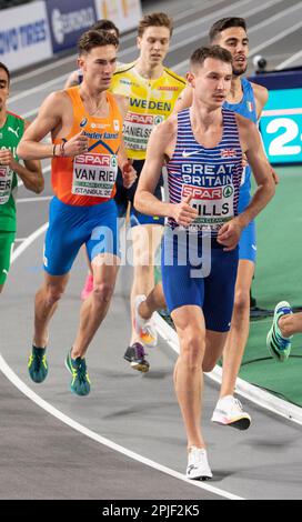 George Mills of Great Britain competing in the Men's 5000 metres heats ...