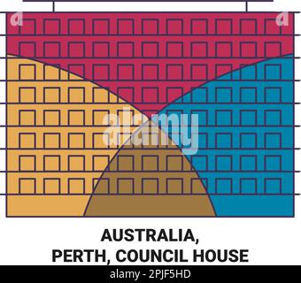 Australia, Perth, Council House travel landmark vector illustration ...