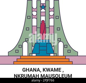 Ghana, Kwame , Nkrumah Mausoleum travel landmark vector illustration ...