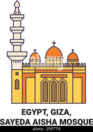 Egypt, Giza, Sayeda Aisha Mosque travel landmark vector illustration ...