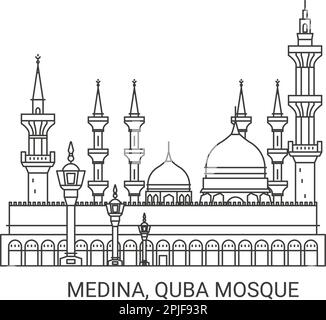 Saudi Arabia, Medina, Quba Mosque, travel landmark vector illustration ...