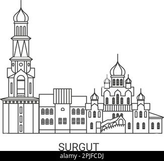 Russia, Surgut travel landmark vector illustration Stock Vector Image ...