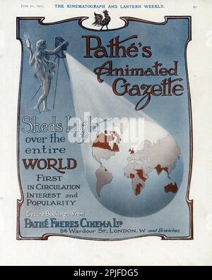British trade Ad for the silent newsreel PATHE'S ANIMATED GAZETTE ...