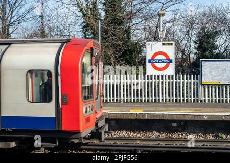 London- February 2023: East Acton Station, Central Line London ...