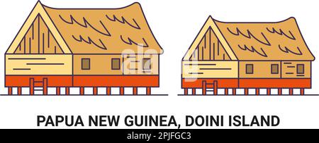 Papua New Guinea, Doini Island, travel landmark vector illustration ...