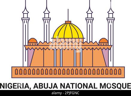 Nigeria, Abuja, Abuja National Mosque, travel landmark vector ...