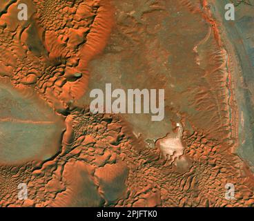 Satellite view of Libyan Desert, landscape and mountains. Dunes. Sahara ...
