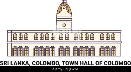 Sri Lanka, Colombo, Town Hall Of Colombo, travel landmark vector ...
