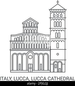 Italy, Lucca, Lucca Cathedral travel landmark vector illustration Stock ...