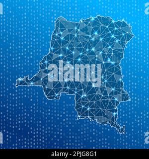 Network map of Congo. Country digital connections map. Technology ...