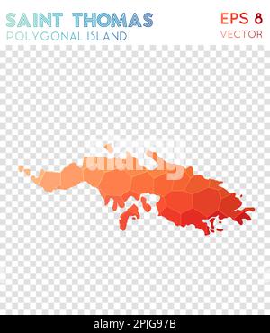 Polygonal map of Saint Thomas. Geometric illustration of the island in ...