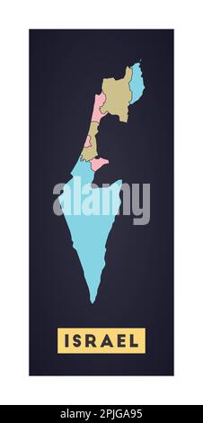 Israel map design. Map of the country with regions in emerald-amethyst ...