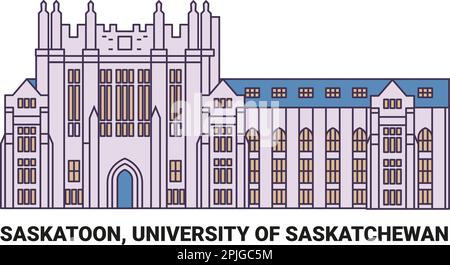 Canada, Saskatoon, University Of Saskatchewan, travel landmark vector ...