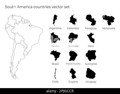 Map of South America continent with countries Stock Vector Image & Art ...