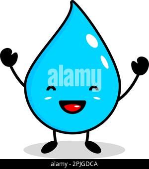Water drop mascot with happy smiling face. Vector illustration isolated ...