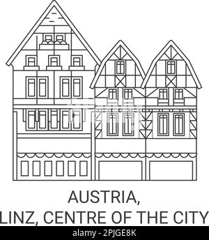 Austria, Linz, The Old Cathedral travel landmark vector illustration ...
