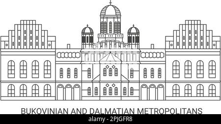 Ukraine, Bukovinian Metropolitans travel landmark vector illustration ...