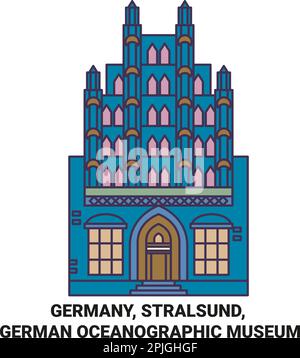 Germany, Stralsund, German Oceanographic Museum travel landmark vector ...
