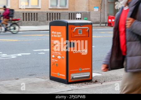 A NYC Smart Compost bin on a street in Upper Manhattan, New York City ...