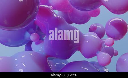 organic shapes. Morphing colorful blobs, Abstract 3d background. Liquid flowing colors. soap ...