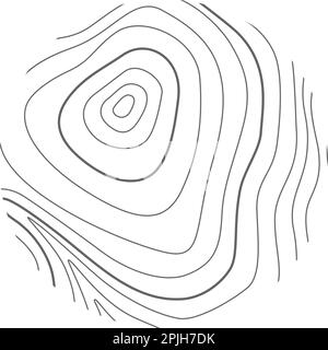 Topographic texture in round shape. Wooden layout in doodle style. Hand ...