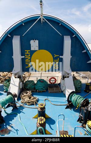 Gozo Channel, Malta. 22nd Mar, 2023. Comino island seen from the deck ...