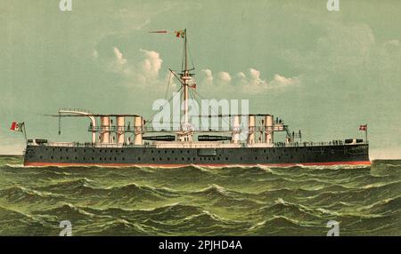 The Italian warship Italia, an ironclad battleship built for the ...