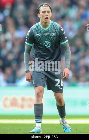 Callum Wright #26 of Plymouth Argyle scores a winning goal in 96th ...