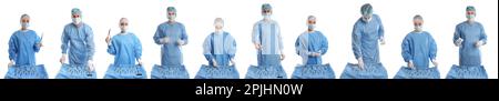 Collage with photos of doctors holding different surgical instruments ...