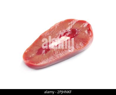Cut fresh raw pork kidney on white background Stock Photo - Alamy