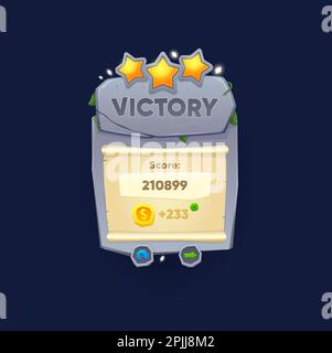 Game win popup banner, golden badge or icon. Game UI achievement rating ...