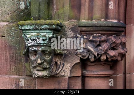 Stone carvings by the west door of St. Margaret`s Church, Great Barr ...