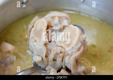 Arabic Egyptian cuisine of kawareh trotters with its traditional soup ...