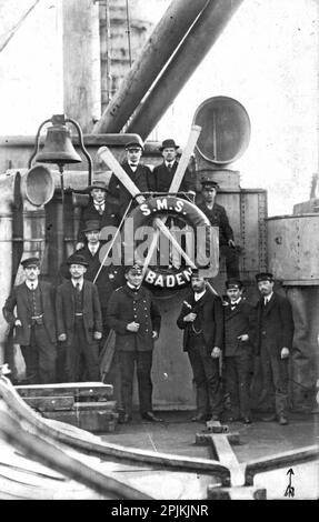 Officers of SMS Baden, one of four ironclads of the German Kaiserliche ...