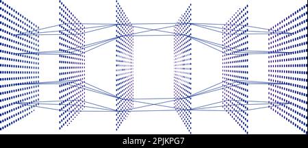 3D Neural network with six layers. Illustration of structured big data ...