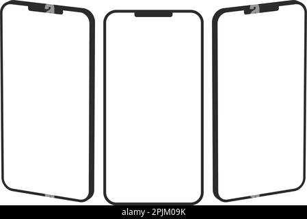 Three frameless cell phone templates on white background Stock Vector ...
