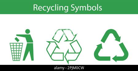 Three recycling symbol icons set - recycle bin and arrows Stock Vector ...