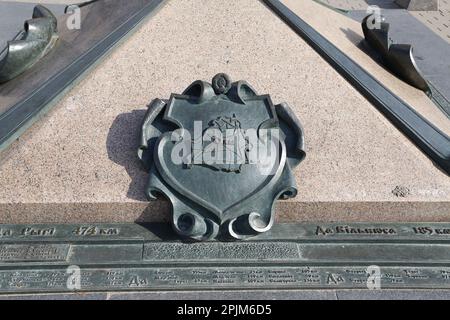 Zero kilometer marker on October square in Minsk, Belarus Stock Photo ...