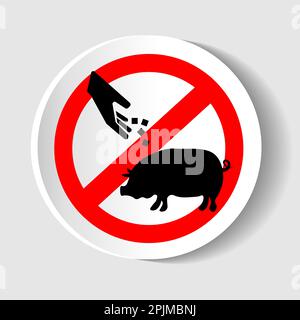 Vector silhouette of do not feeding pig mark on white background ...