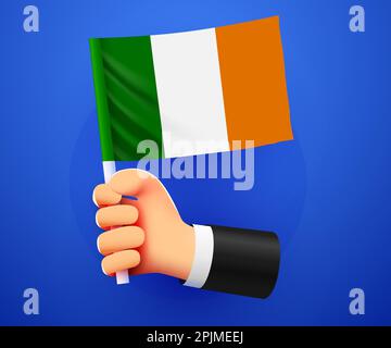 Ireland flag in hand. Patriotic background. National flag of Ireland ...