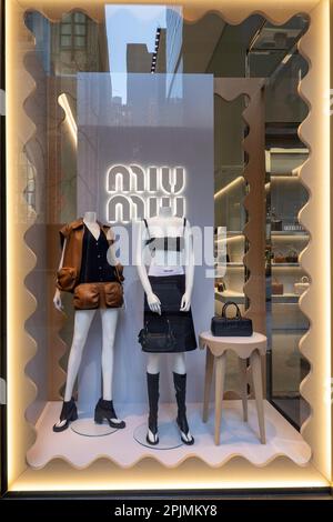 Miu Miu Storefront Window 57th Street, NYC, USA 2023 Stock Photo - Alamy