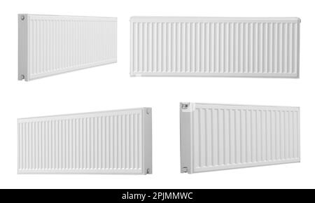 Set with modern panel radiators on white background, banner design ...