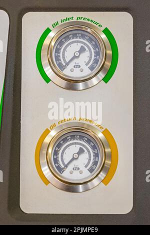 Dual Scale Psi Bar Pressure Gauge at Air Compressor Tank Stock Photo ...