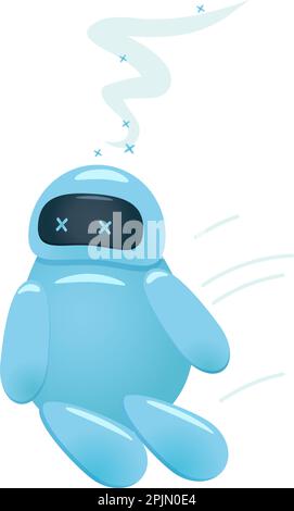 Tired or overworked AI robot falls to the ground. Artificial ...